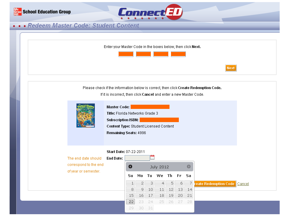 Redeeming Master Codes
