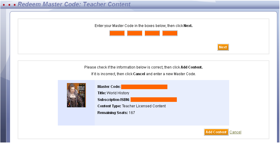 Redeeming Master Codes
